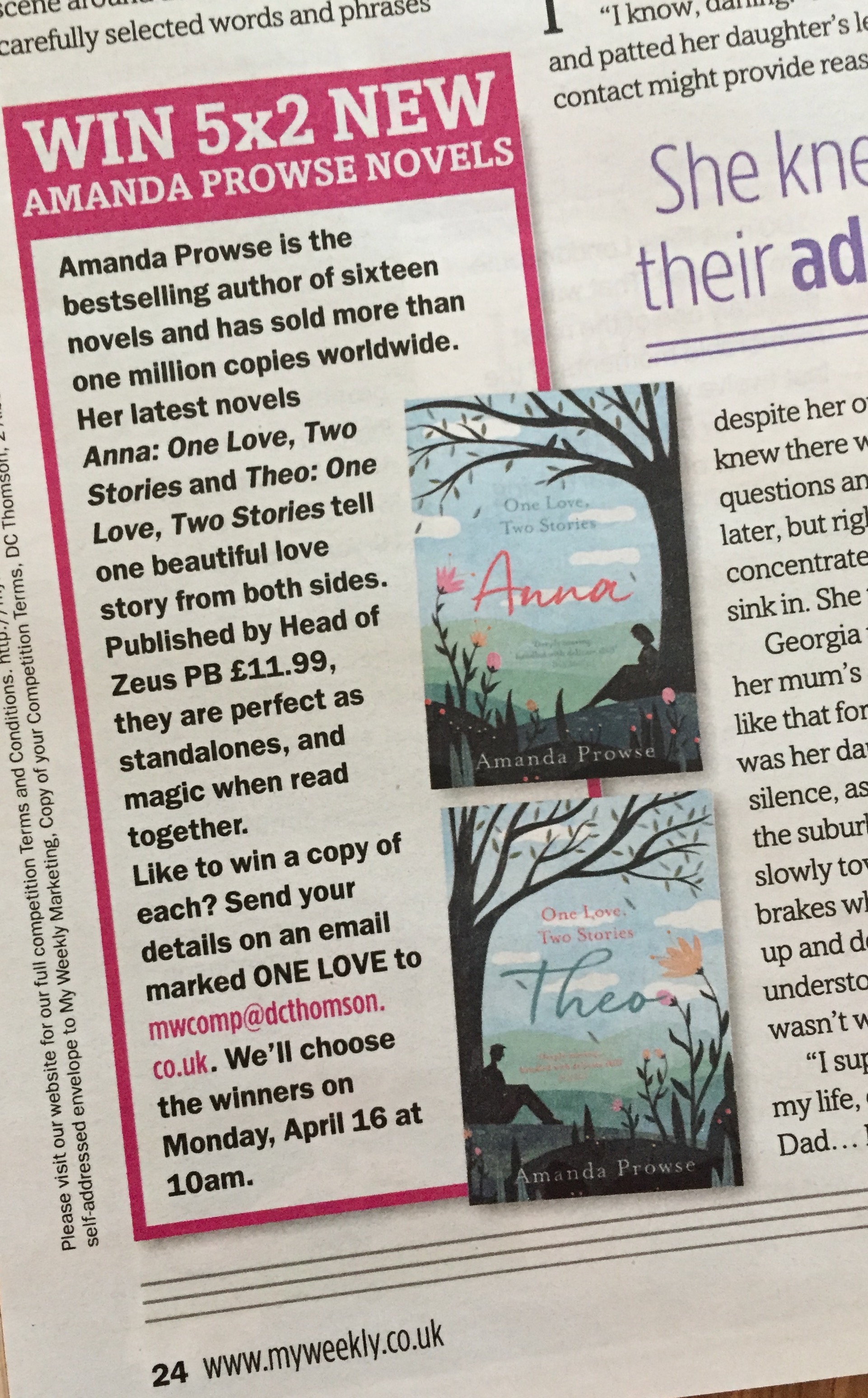 Win Copies of 'Anna' and 'Theo' with My Weekly Magazine | Blog